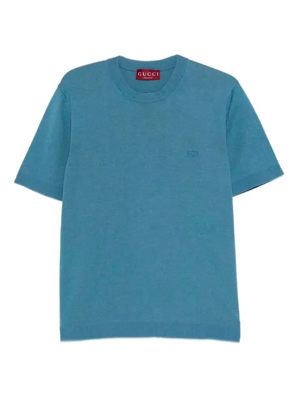 Gucci Short Sleeve Crewneck Silk Sweater