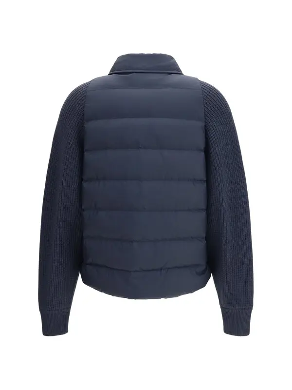 Brunello Cucinelli Padded Jacket With Monil Chain Detail - Blue