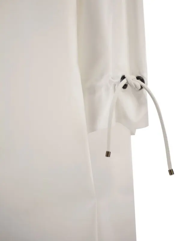 Max Mara Cotton Poplin Oversized Blouse With Drawstring Cuffs - White