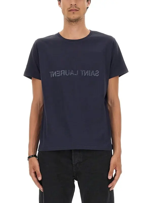 Saint Laurent Inverted Logo T-shirt - Blue