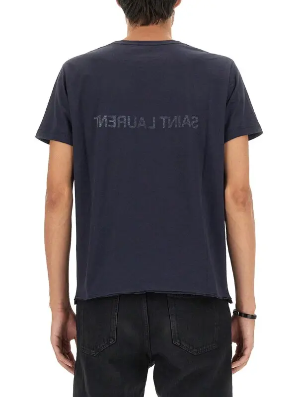 Saint Laurent Inverted Logo T-shirt - Blue
