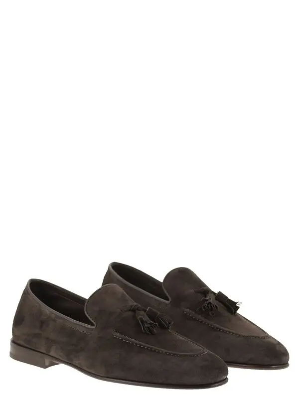 Brunello Cucinelli Suede Tassel Moccasins - Brown