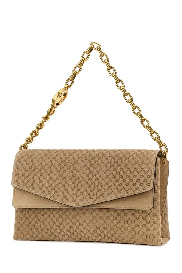 Gucci Beige Suede Large Shoulder Bag