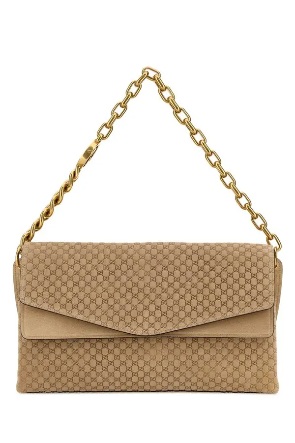 Gucci Beige Suede Large Shoulder Bag - Brown