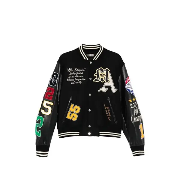 Amiri Patch Design Leather Bomber Jacket