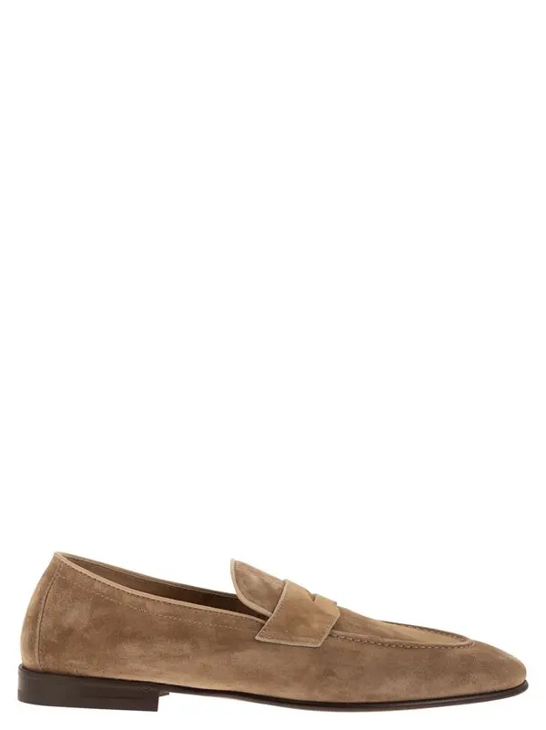 Brunello Cucinelli Soft Suede Penny Loafers - Brown