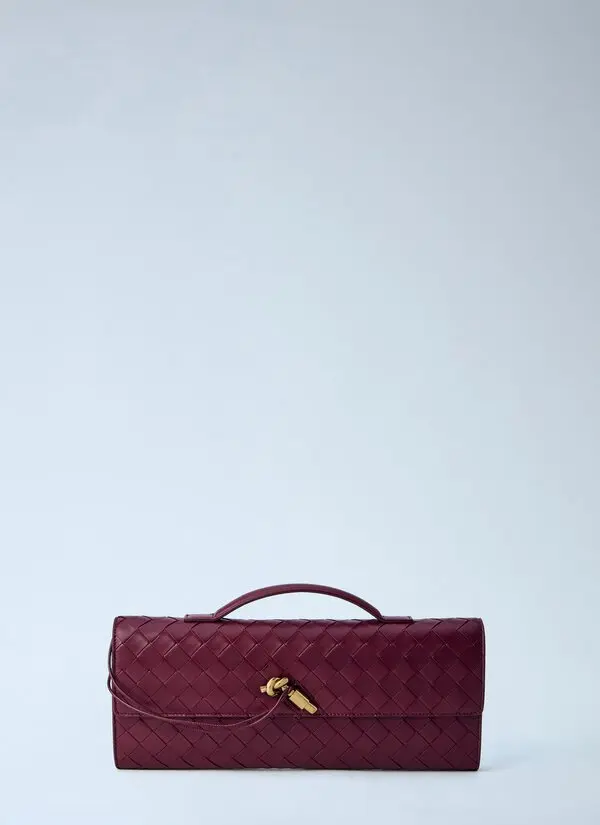 Bottega Veneta Long Andiamo Clutch In Woven Leather - Multicolor