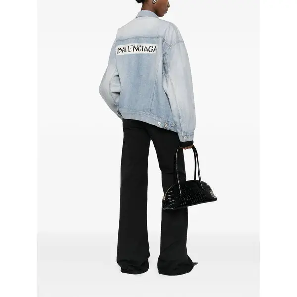 Balenciaga Denim Jacket With Tonal Stitching - Blue