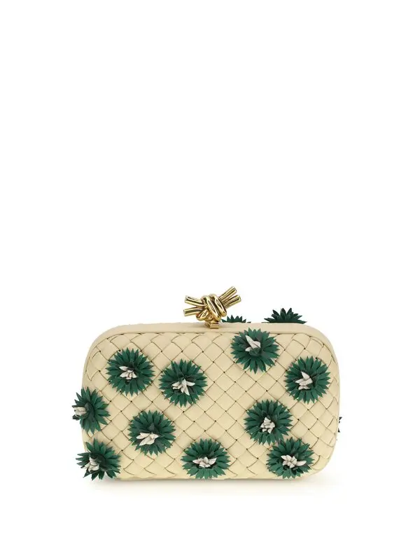 Bottega Veneta Knot Clutch In Woven Leather - Multicolor