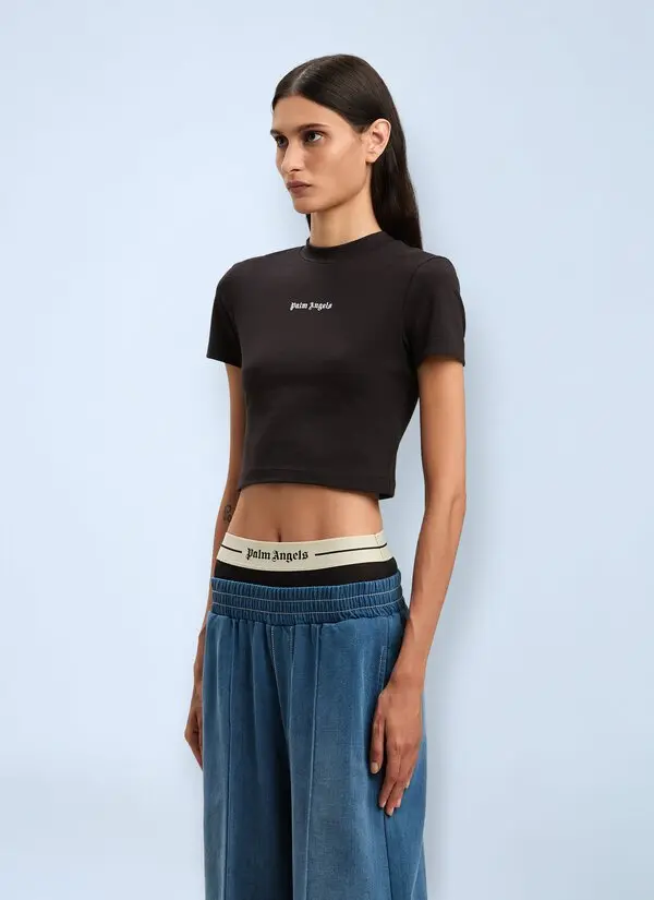 Palm Angels Logo Motif Cropped T-shirt