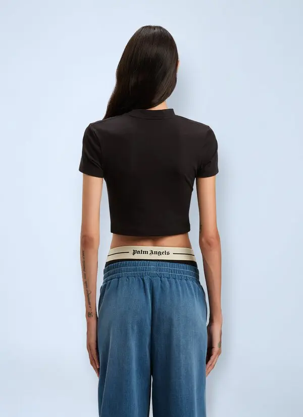 Palm Angels Logo Motif Cropped T-shirt