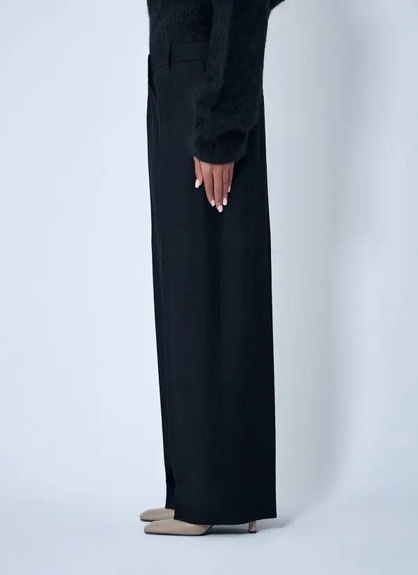 TOTEME Wide Flannel Tailored Pants - Black