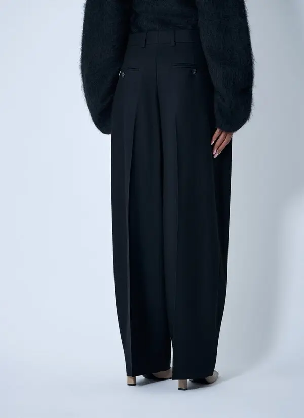 TOTEME Wide Flannel Tailored Pants - Black