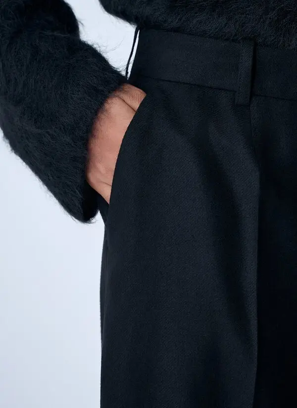 TOTEME Wide Flannel Tailored Pants - Black