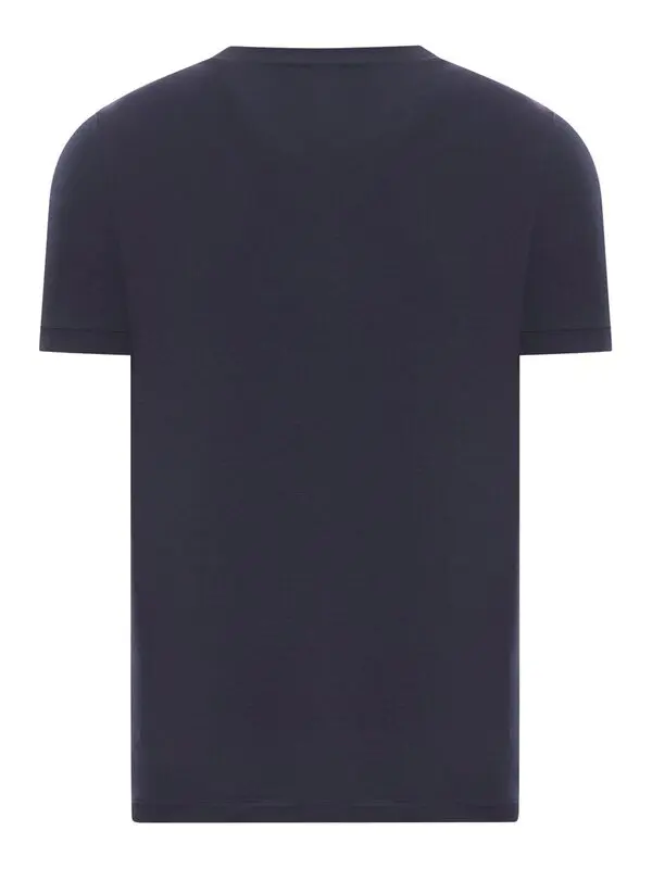 Giorgio Armani Crewneck Short Sleeved Sweater In Stretch Viscose Jersey - Multicolor