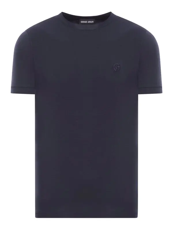 Giorgio Armani Crewneck Short Sleeved Sweater In Stretch Viscose Jersey - Multicolor