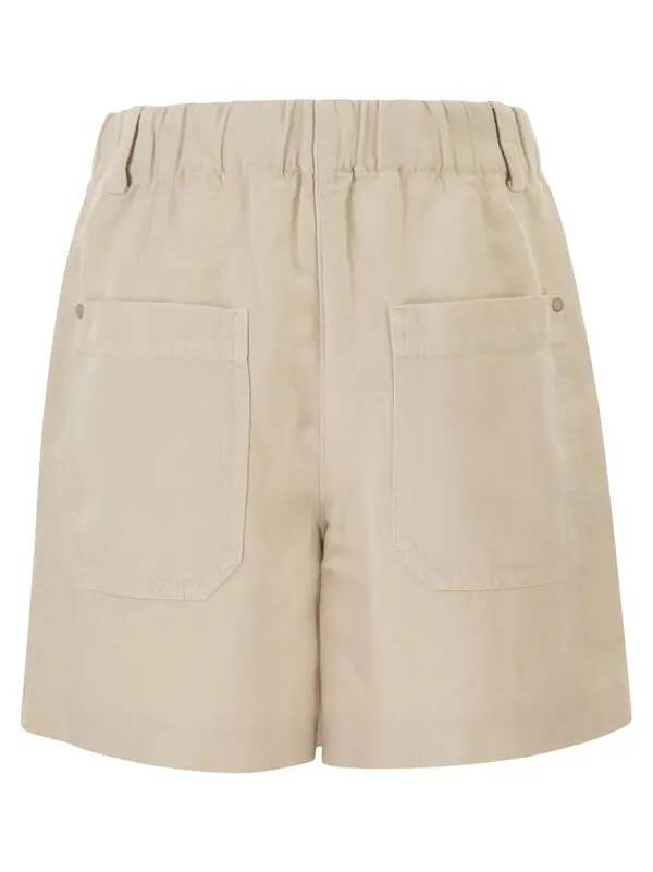 Brunello Cucinelli Cotton And Linen Shorts With Monile Embellishment - Multicolor