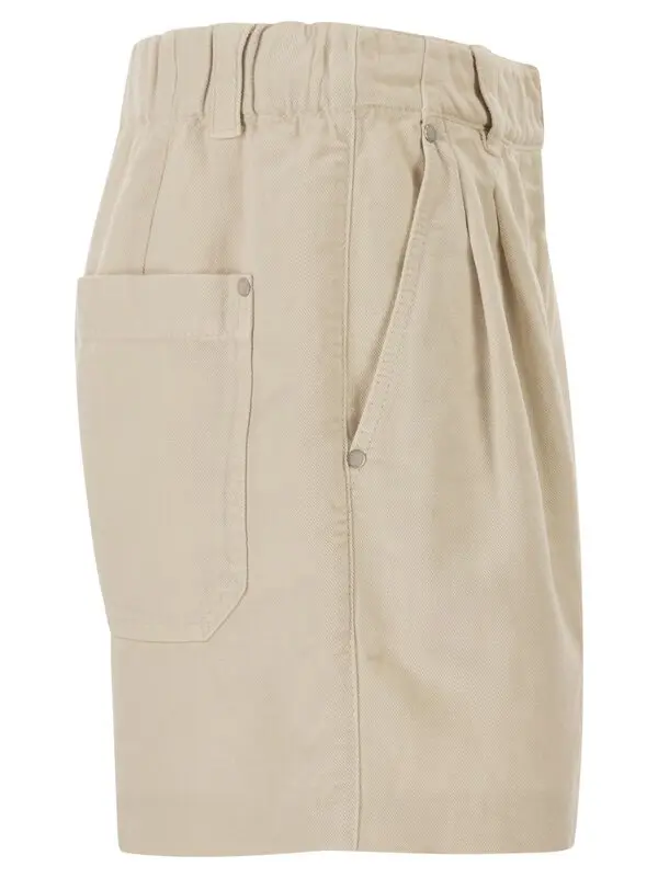Brunello Cucinelli Cotton And Linen Shorts With Monile Embellishment - Multicolor