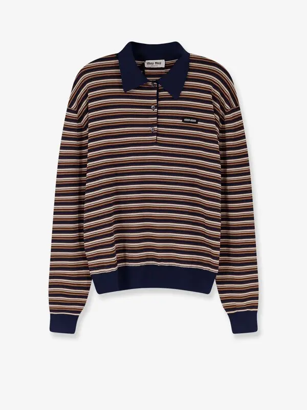 Miu Miu Virgin Wool Striped Polo Shirt - Multicolor