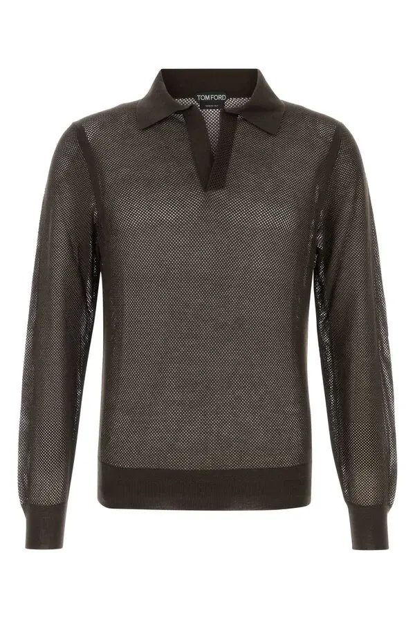 TOM FORD Chocolate Mesh Polo Shirt