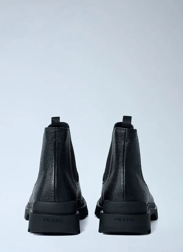 Prada Stamped Leather Chelsea Boots