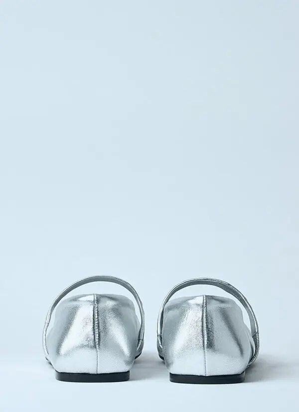 Marni Leather Mary Jane Shoes With Bow Detailing - Silver