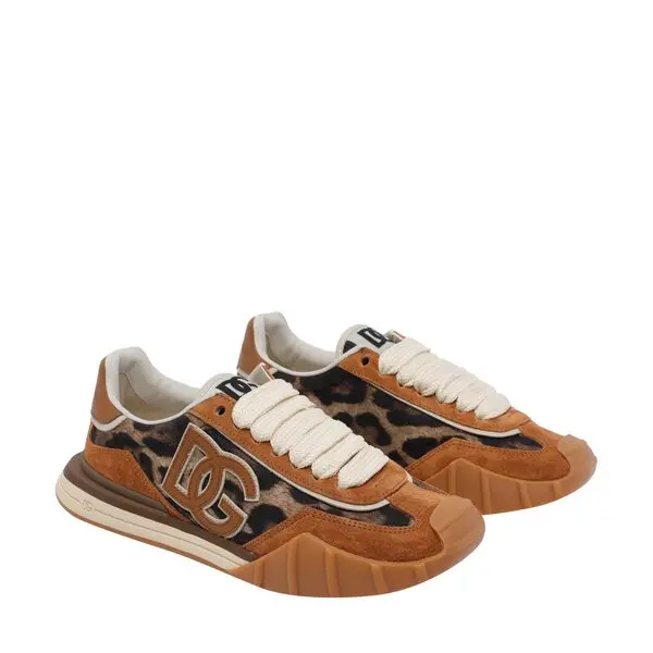 Dolce & Gabbana Dg Athletic Sneakers With Animal Print - Brown