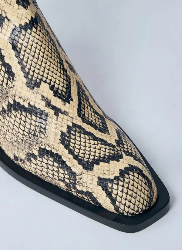 JIL SANDER Snakeskin Embossed Leather Ankle Boots