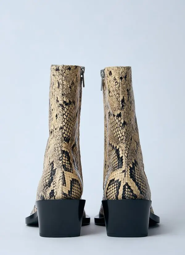 JIL SANDER Snakeskin Embossed Leather Ankle Boots