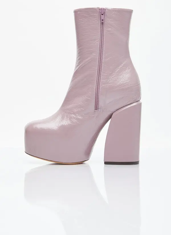 Dries Van Noten Leather Platform Heel Zip-up Boots