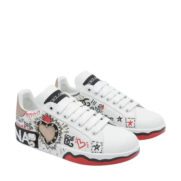Dolce & Gabbana Portofino Low-top Sneakers With Iridescent Logo Detailing
