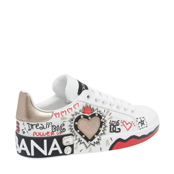 Dolce & Gabbana Portofino Low-top Sneakers With Iridescent Logo Detailing