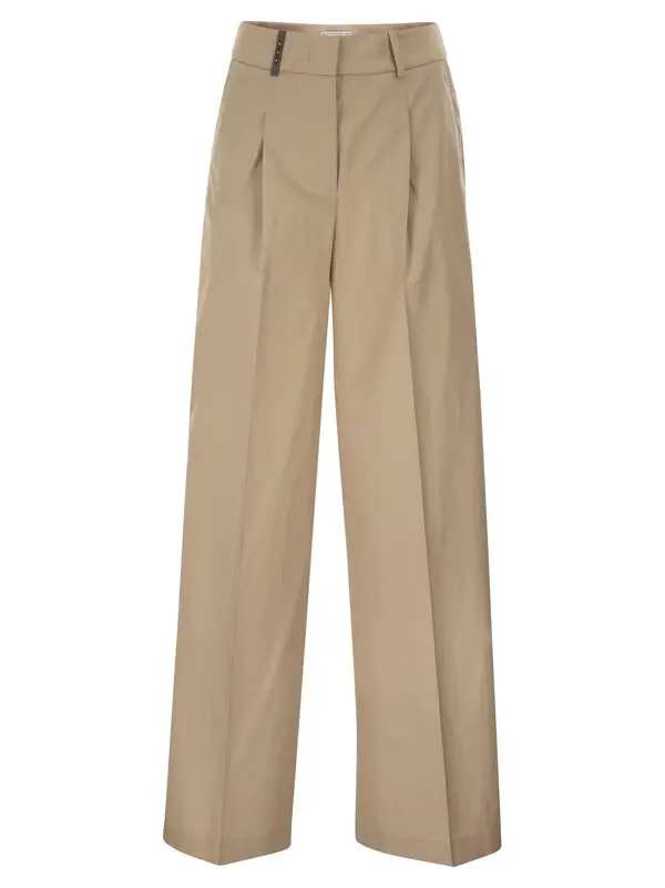 Peserico Tailored Stretch Cotton Trousers With Pleats