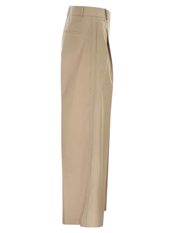Peserico Tailored Stretch Cotton Trousers With Pleats
