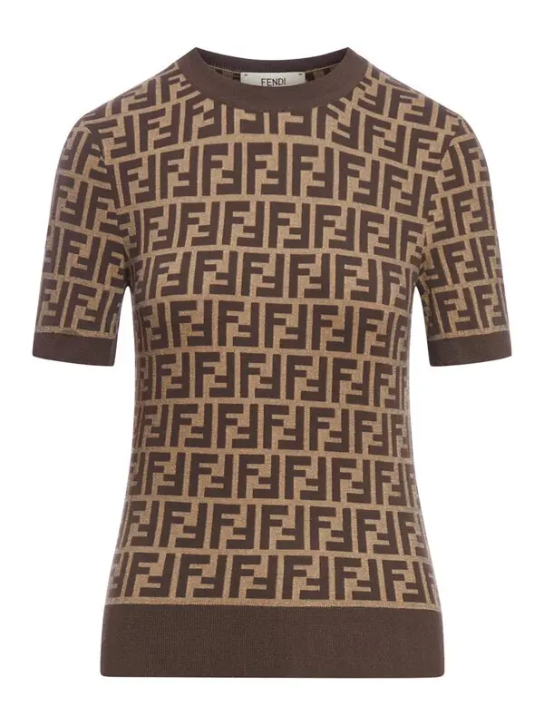 Fendi Ff Jacquard Cotton Knit Sweater
