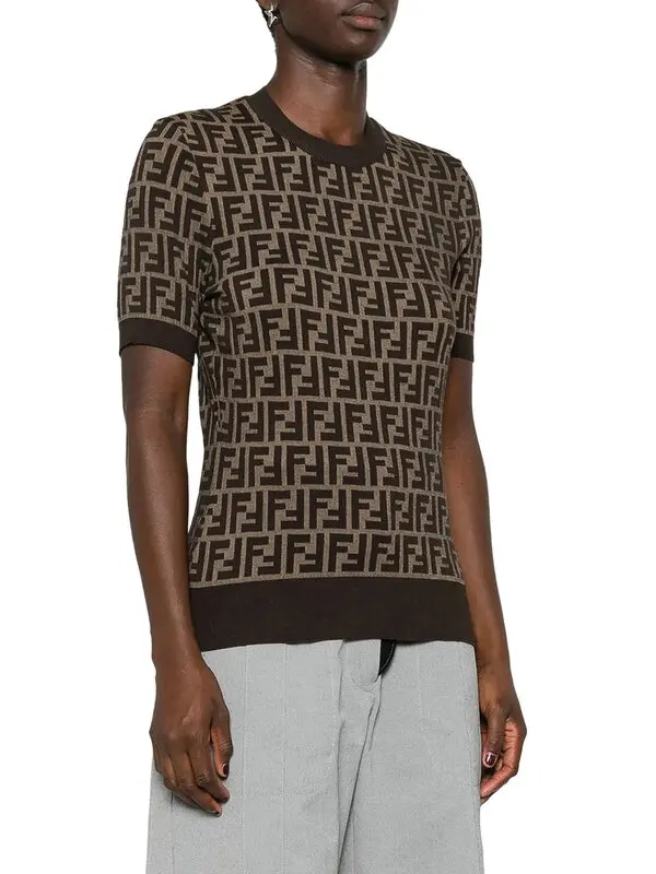Fendi Ff Jacquard Cotton Knit Sweater