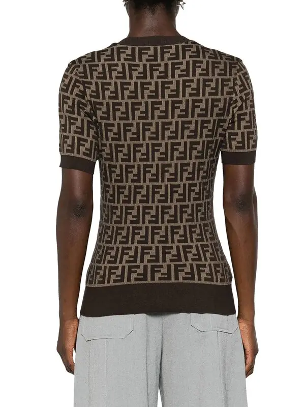 Fendi Ff Jacquard Cotton Knit Sweater