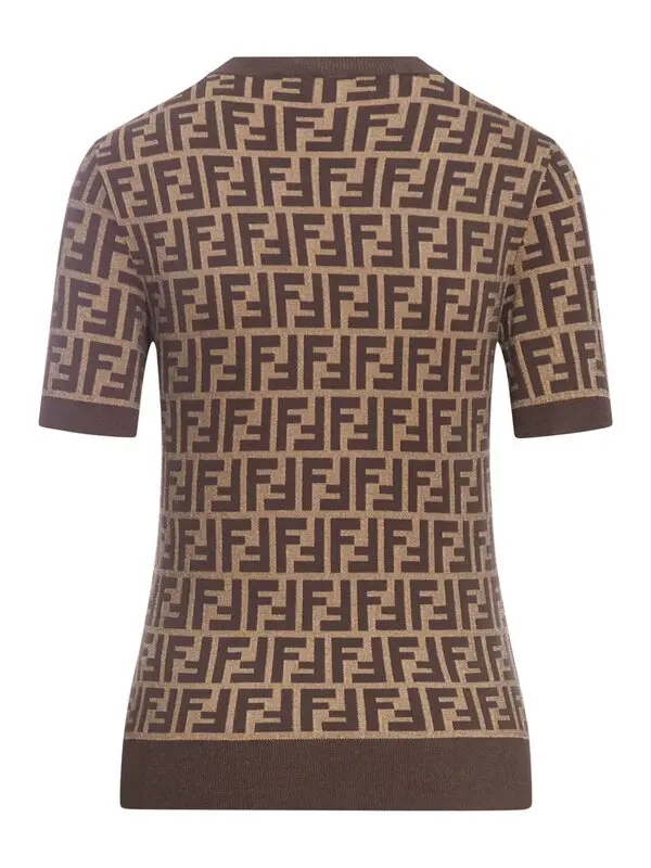 Fendi Ff Jacquard Cotton Knit Sweater