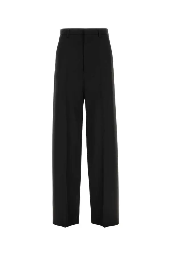 Balenciaga Wool Wide-leg Trousers - Black