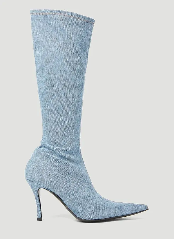 DIESEL® D-venus Kbt Denim Stiletto Boots - Blue