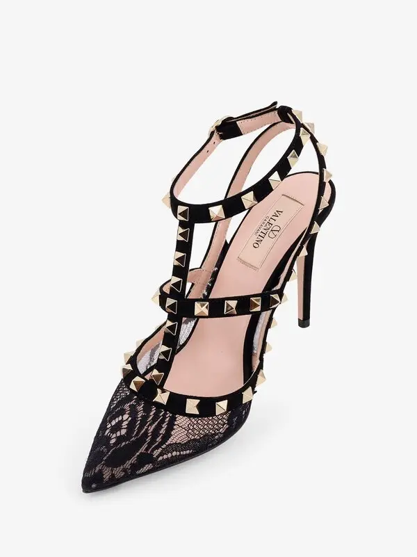 Valentino Garavani Rockstud Suede And Lace Pumps - Multicolor
