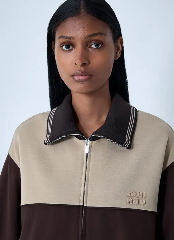 Miu Miu Contrast Panel Zip-up Jacket