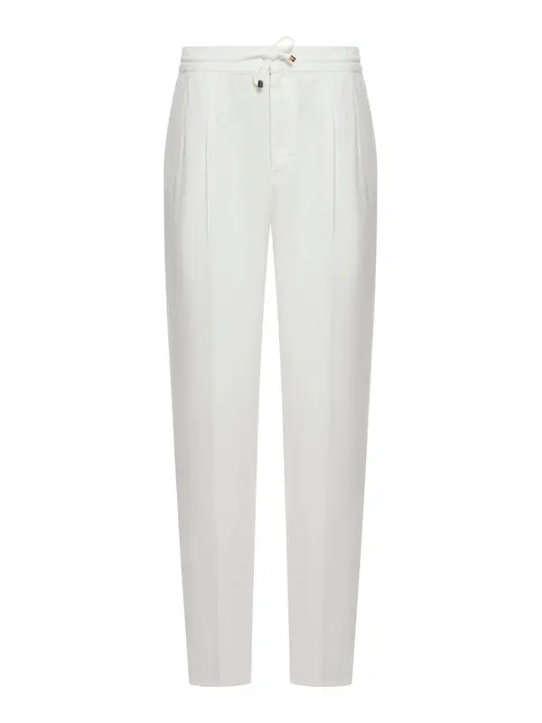 Brunello Cucinelli Linen Trousers With Drawstring