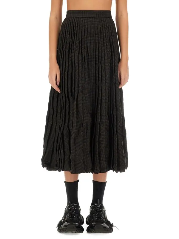 Balenciaga Pleated Wool Skirt - Brown