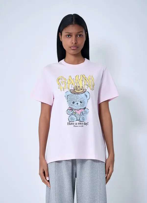 GANNI Logo Graphic T-shirt - Pink