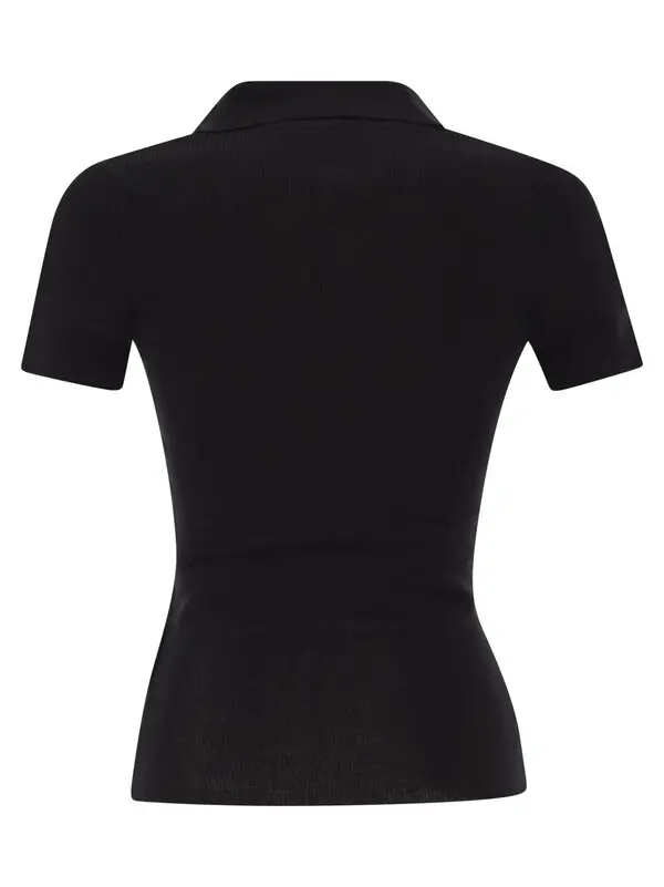 Max Mara Ribbed Wool Polo Shirt - Black