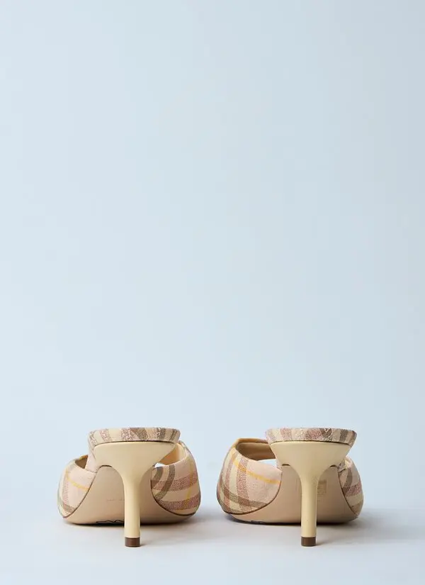 Burberry Check Linen-blend Heeled Mules