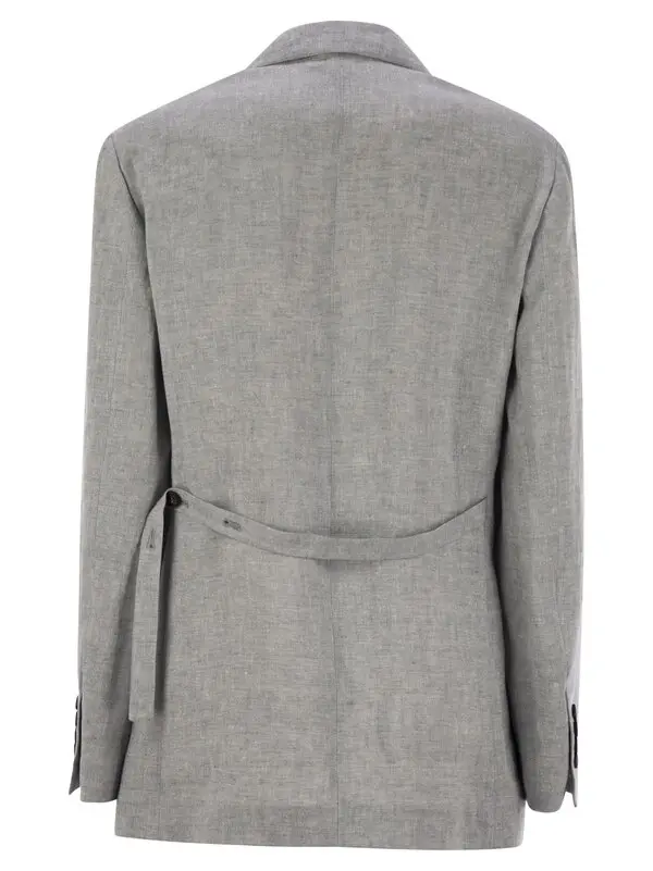 Brunello Cucinelli Sparkling Linen Canvas Jacket With Jewellery Detail