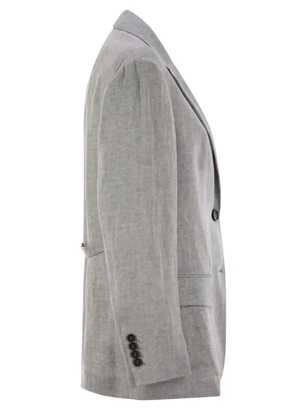 Brunello Cucinelli Sparkling Linen Canvas Jacket With Jewellery Detail