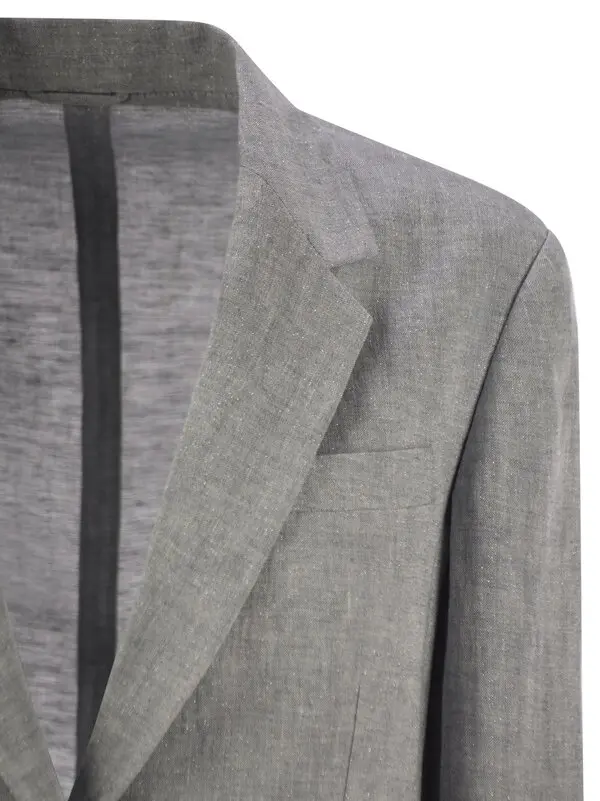 Brunello Cucinelli Sparkling Linen Canvas Jacket With Jewellery Detail